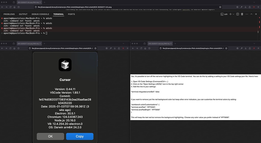 Red highlight on macOS on non-zero exited commands Inbox - How To - Cursor - Community Forum