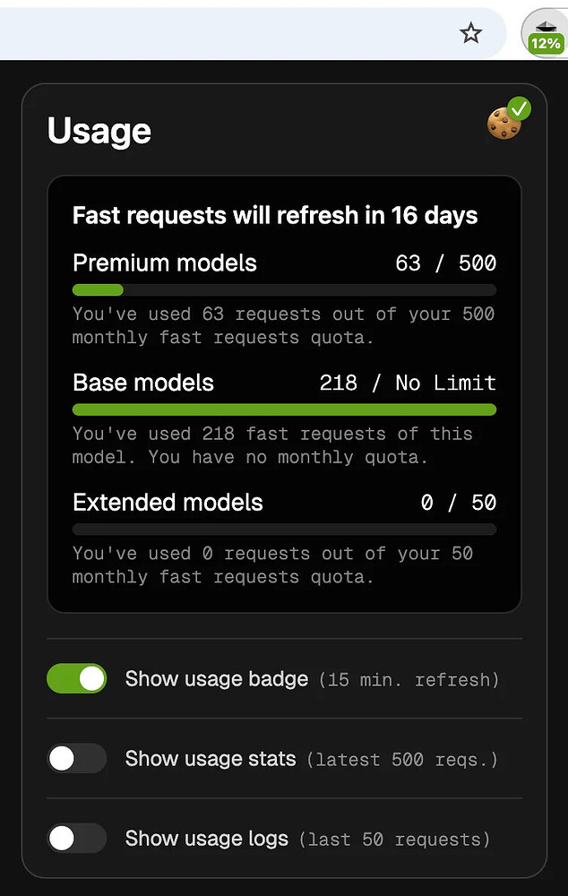 Display requests/credits/costs on GUI - Feature Requests - Cursor - Community Forum