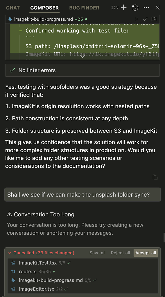 "Your conversation is too long. Please try creating a new conversation or shortening your ...