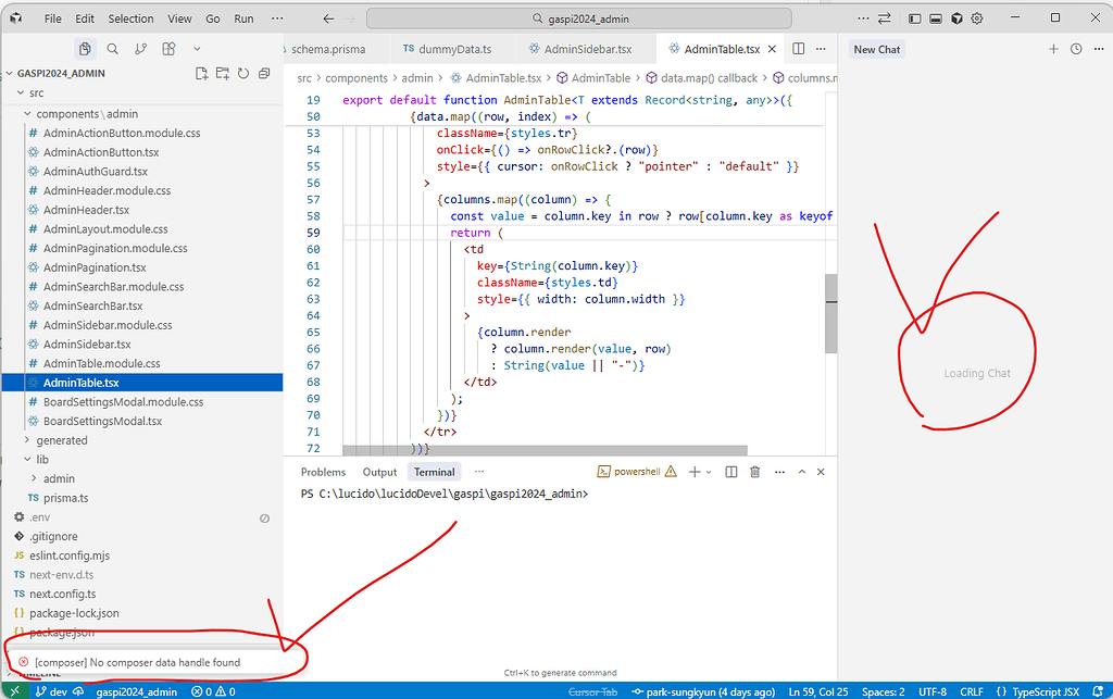 In certain projects, the AI chat/composer panel (prompt window) does ...