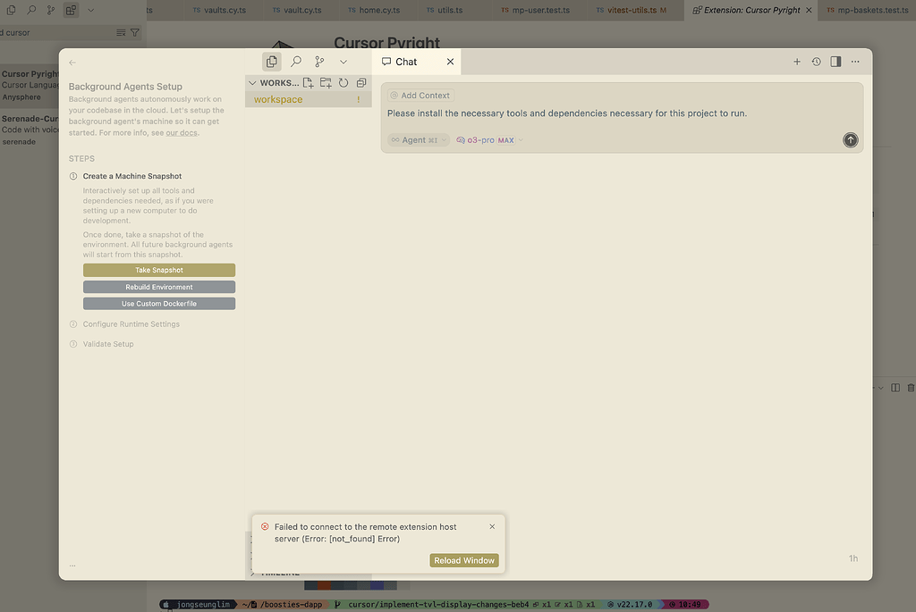 Background agent setup fails to connect to the remote extension host server - Bug Reports ...