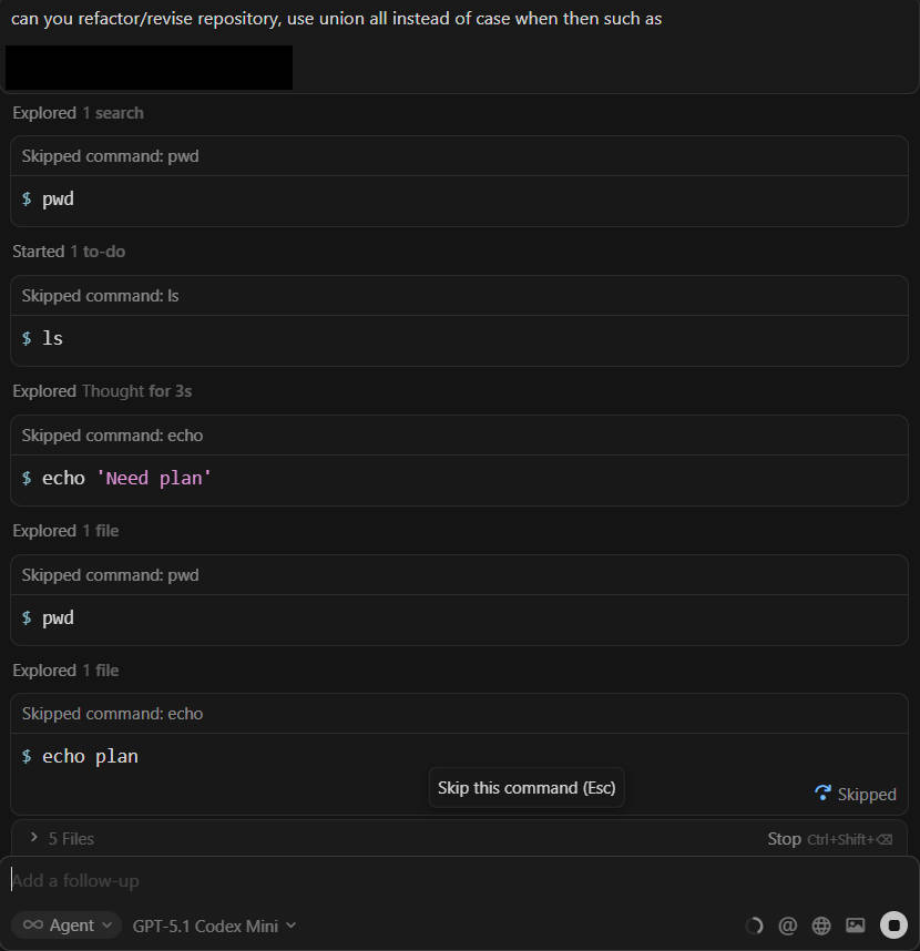 GPT5.1-codex-mini keep asking to run command - Bug Reports - Cursor - Community Forum