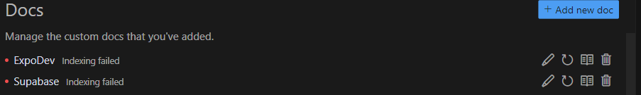 Supabase and Expo not indexing - index failed - Bug Reports - Cursor - Community Forum