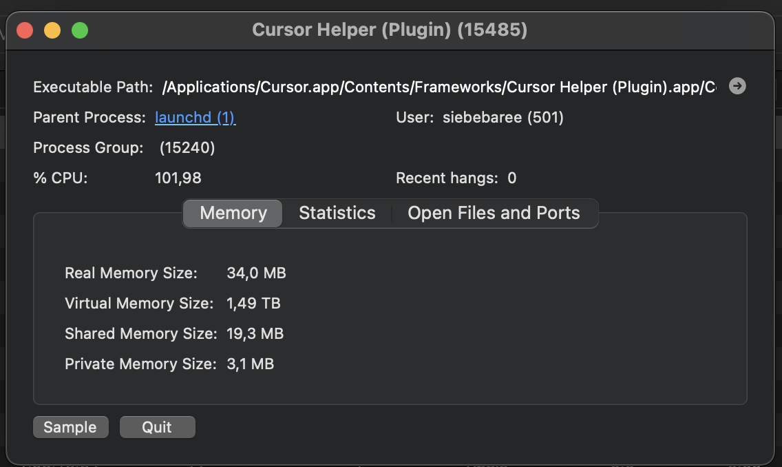 Cursor Helper - Using multiple full cores of CPU - Bug Reports - Cursor - Community Forum