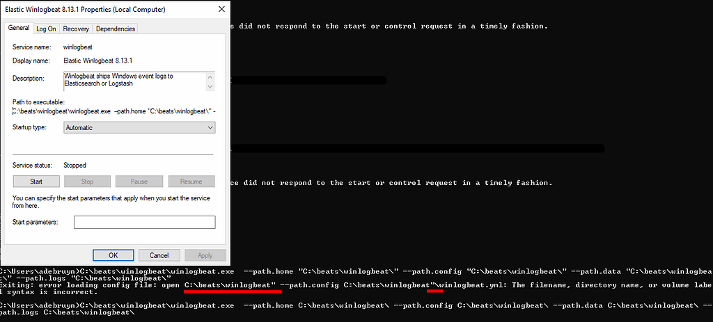Beats 8.13.1 services won't start due to quoting issues - Beats - Discuss the Elastic Stack