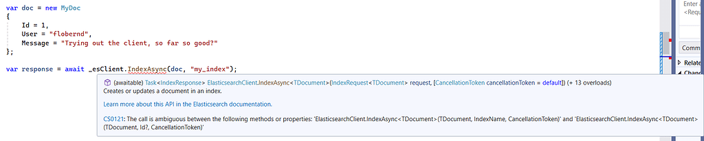 Docs for indexing a document leads to an error [Elasticsearch.NET 8.13.12] - Elasticsearch ...
