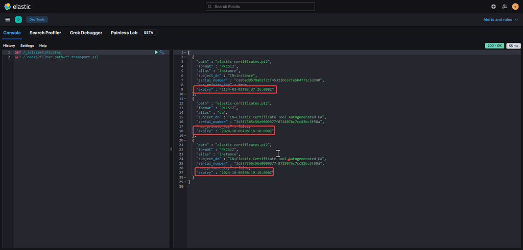 Updating Elasticsearch Ca But Sslcertificates Return Wrong Result Elasticsearch Discuss