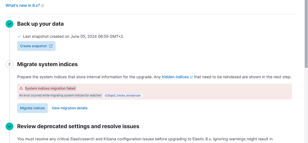 Pre migration step "Migrate system indices" failed - Elasticsearch - Discuss the Elastic Stack