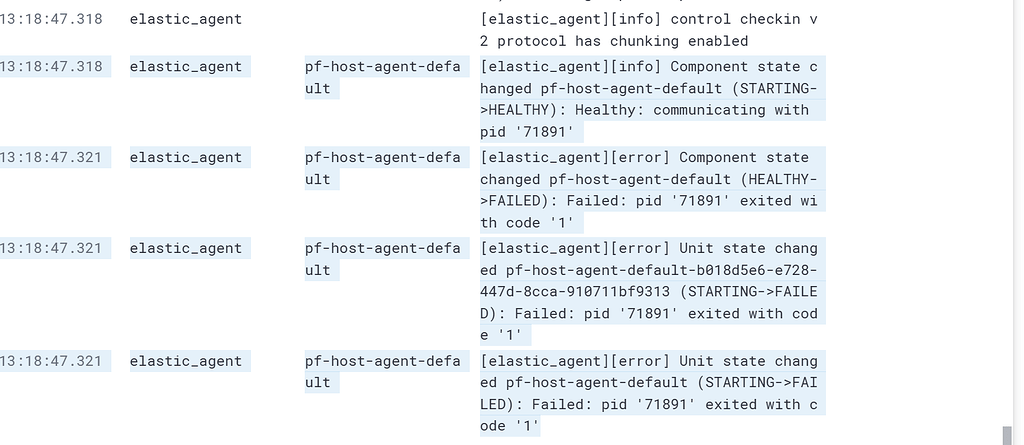 Universal Profiling agent is not starting, failing with pid '71891' exited with code '1 ...