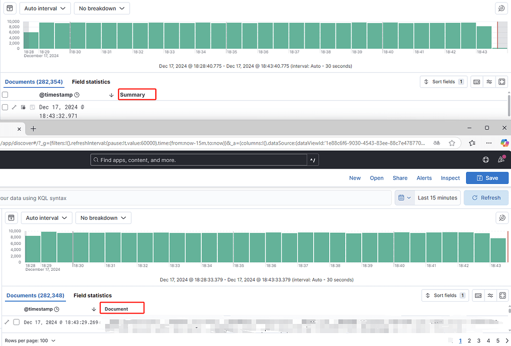 Switch between the "document" and "summary" columns in Kibana Discover - Kibana - Discuss the ...