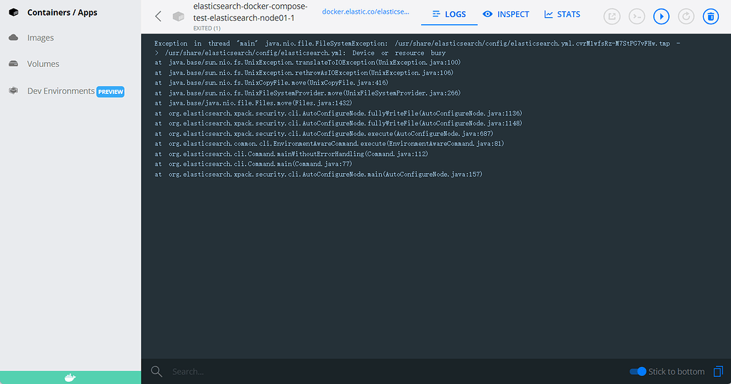 When mounting `elasticsearch.yml`, docker displays `Device or resource busy` - Elasticsearch ...