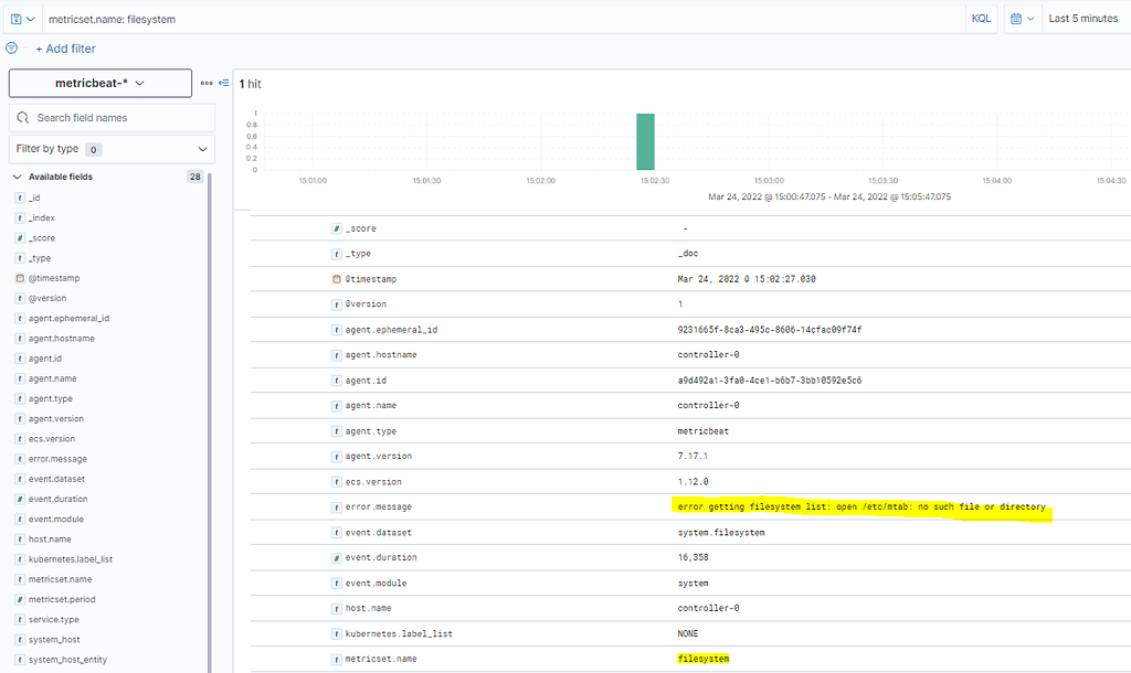 Metricbeat 7.17.1 error getting filesystem list: open /etc/mtab - Beats - Discuss the Elastic Stack