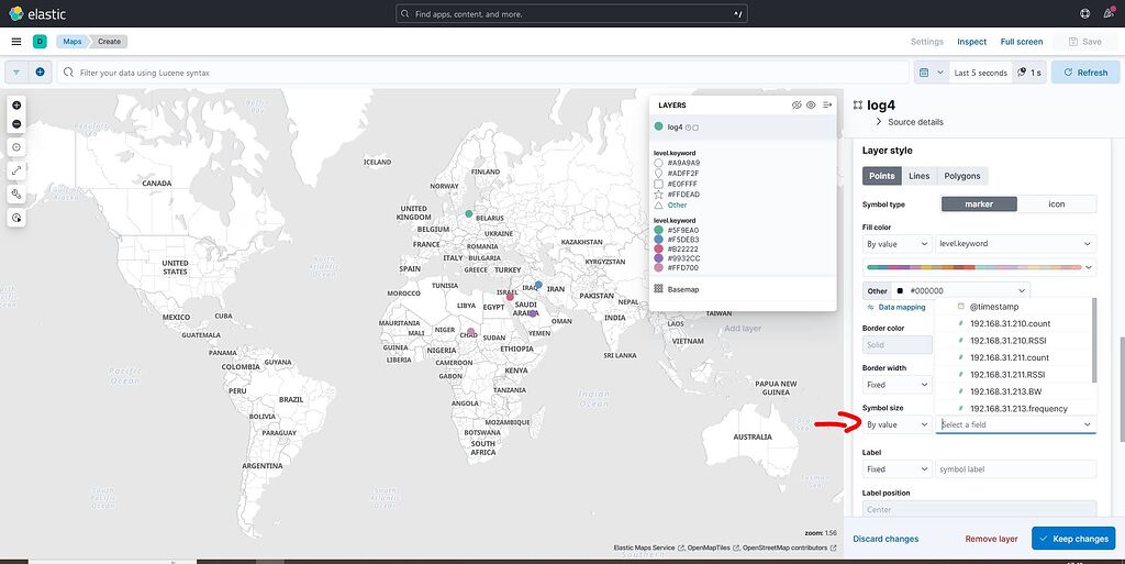 Controlling the size of the point on the map using document - Kibana - Discuss the Elastic Stack