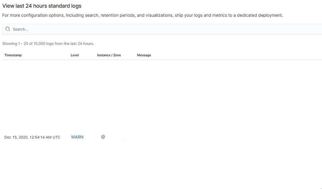 How to search for errors in logs of Elasticsearch (Cloud instance) - Elasticsearch - Discuss the ...