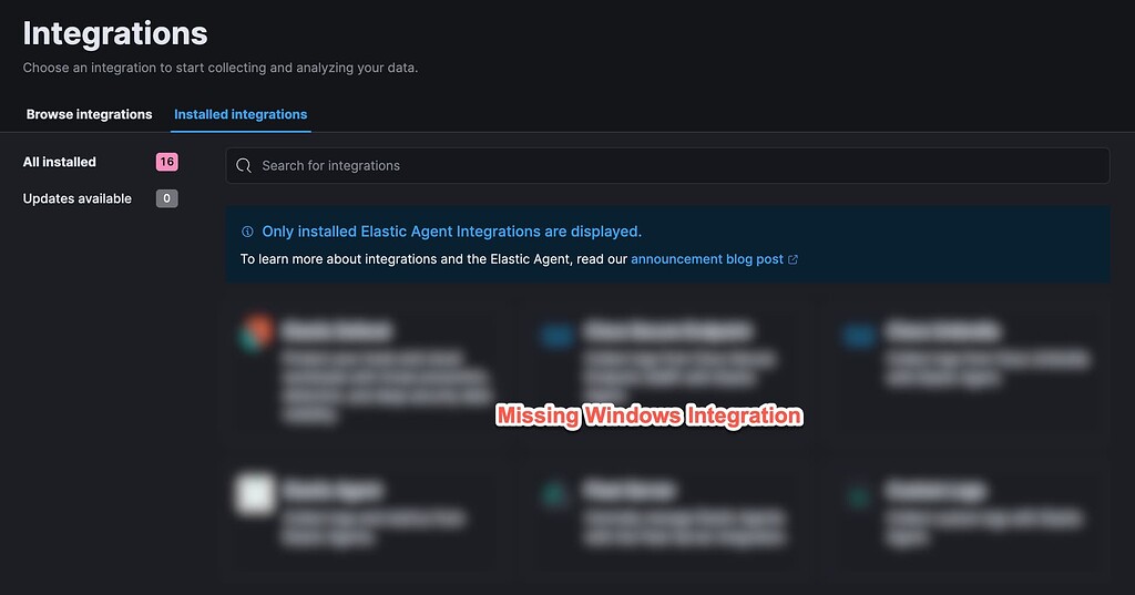 Missing Integrations from Installed integrations - Kibana - Discuss the Elastic Stack