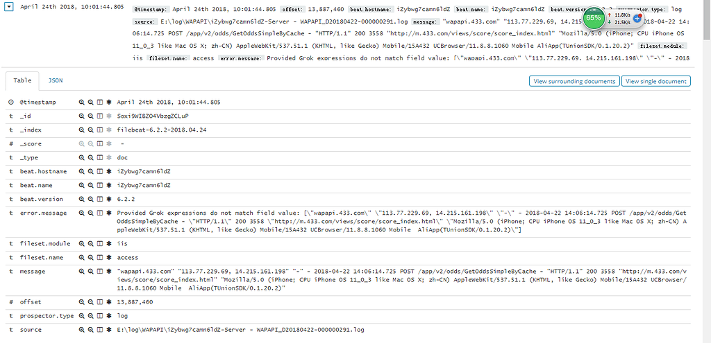 Provided Grok expressions do not match field value when the pattern field contains some regular ...