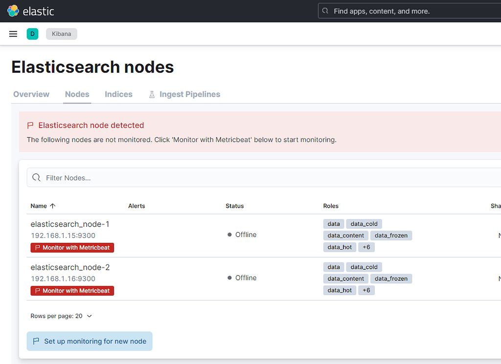 All nodes are offline in the kibana dashboard - Elasticsearch - Discuss the Elastic Stack