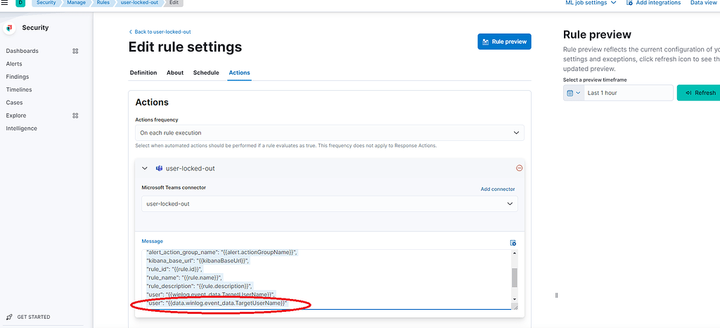 Add custom field for action to teams webhook - Elastic Security - Discuss the Elastic Stack