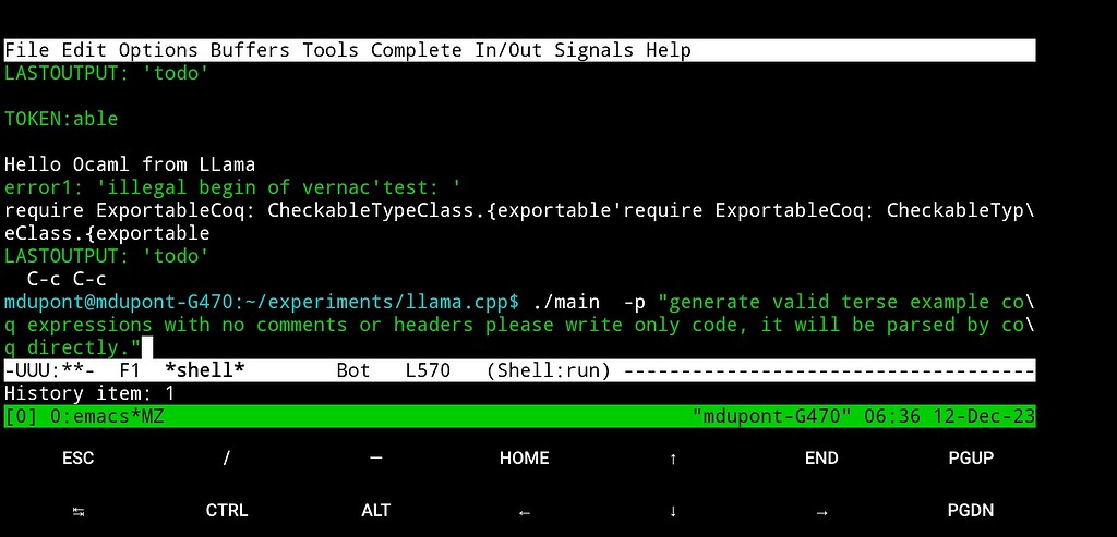 Proof of Concept in getting COQ running inside of LLama.cpp, need help - Developing plugins ...