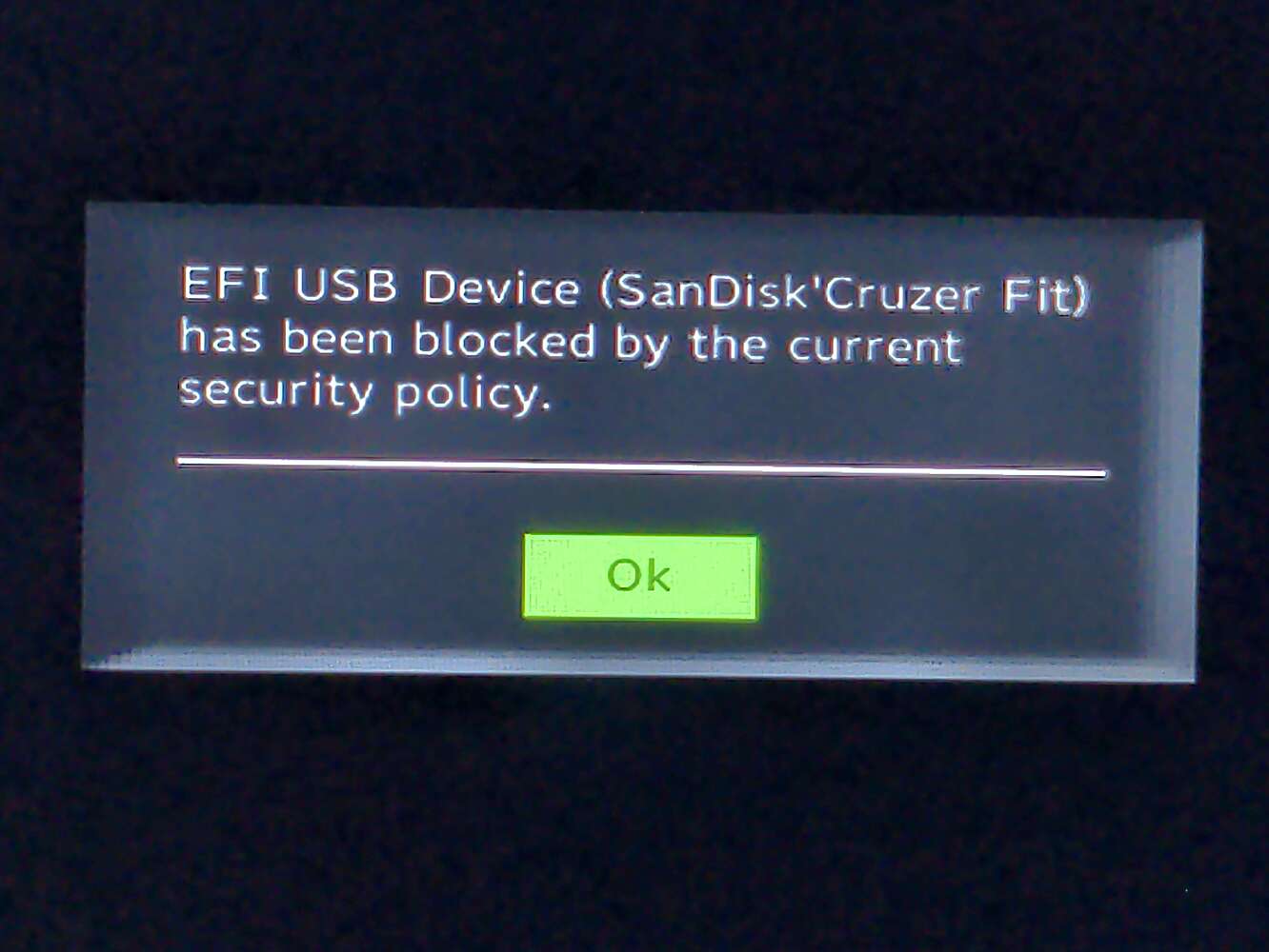 [SOLVED] EFI USB Device has been blocked by the current security policy - Linux - Framework ...