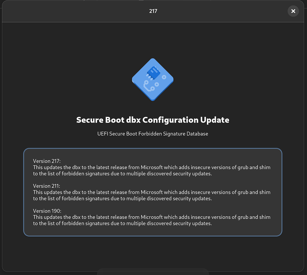 Secure Box dbx Configuration Update in Fedora 36 - Linux - Framework ...