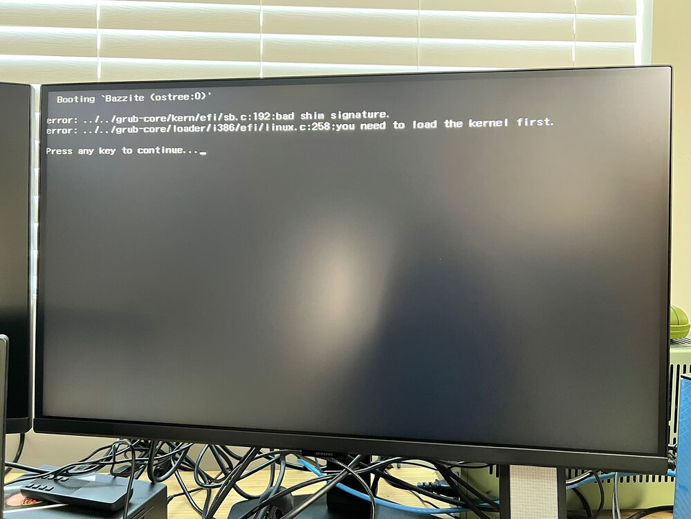 Bazzite install gone wrong; Stuck in Grub; Shim Error; Can not get into Bios to Disable Secure ...