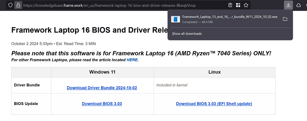 NEW Windows "Driver bundle" - Framework Laptop 16 - Framework Community