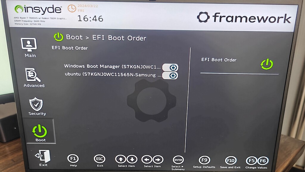 Changing EFI Boot Order - Linux - Framework Community