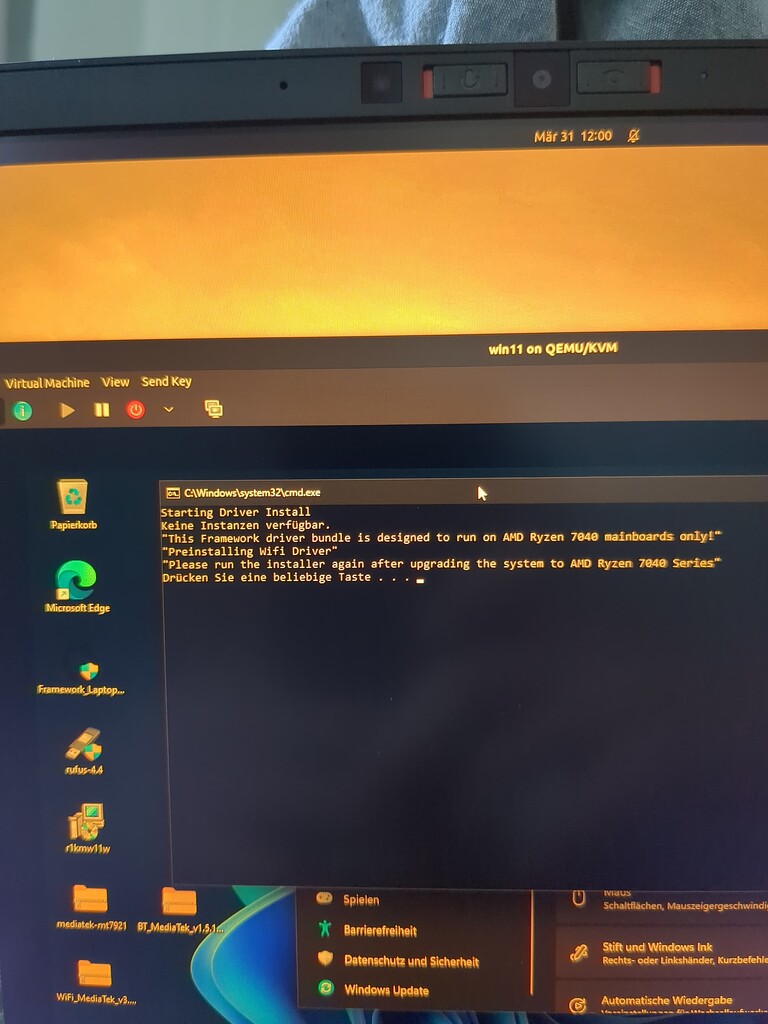Windows 11 (in VM) won't let me install drivers.exe - Framework Laptop ...