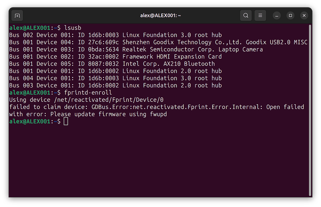 [RESPONDED] Fingerprint Reader Cannot be Claimed - Ubuntu - Linux - Framework Community