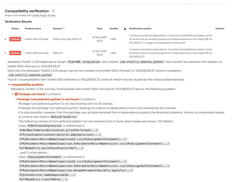 Plugin verifier :Package 'com.jetbrains.python' is not found - IntelliJ Platform - JetBrains ...