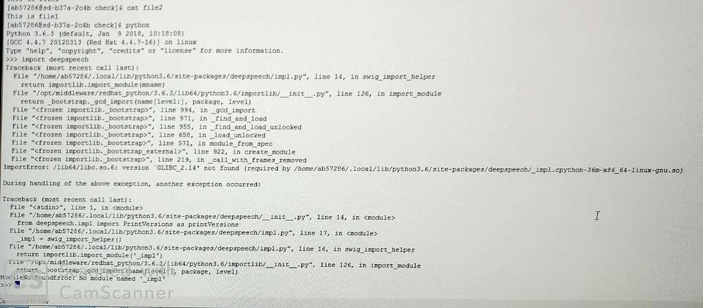 Issue in deepspeech setup in Red Hat Linux version 2.32 - DeepSpeech - Mozilla Discourse
