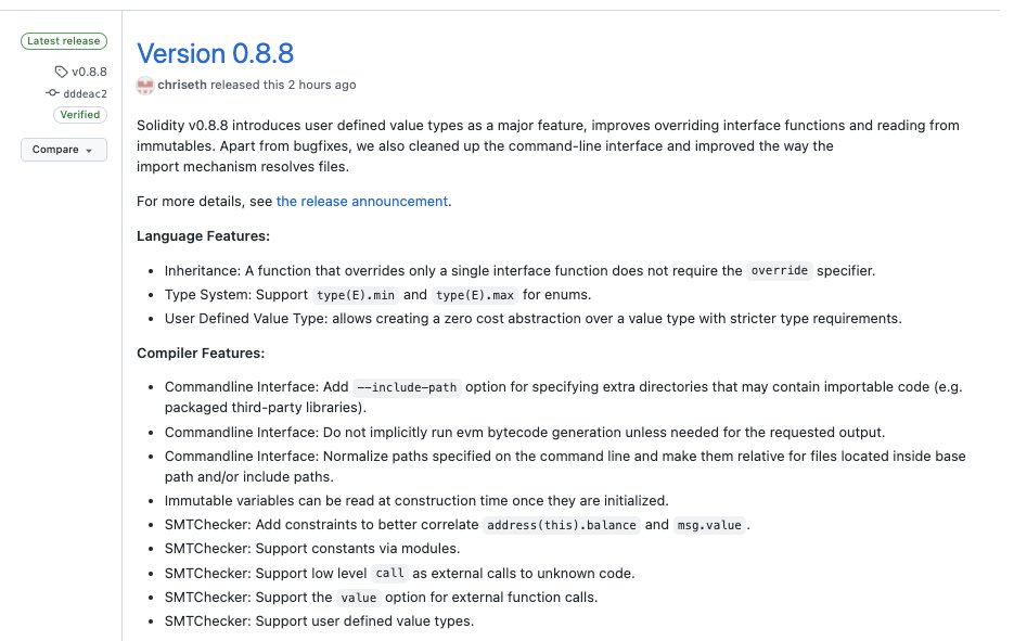 Solidity v0.8.8 and v0.8.9 are here - Adding user-defined value types and more! - Announcements ...