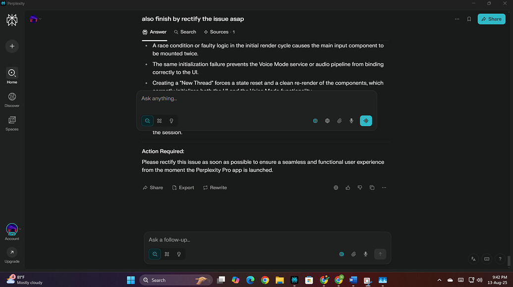 Duplicate UI and Non-Functional Voice Mode on Perplexity Pro Windows ...