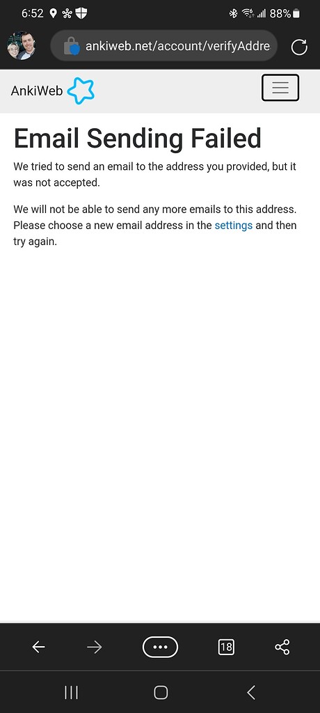 Email is failing to send for confirmation - Syncing & AnkiWeb - Anki Forums
