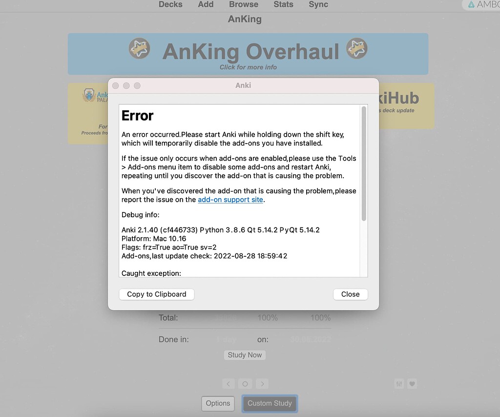 Error when Custom Study - Help - Anki Forums