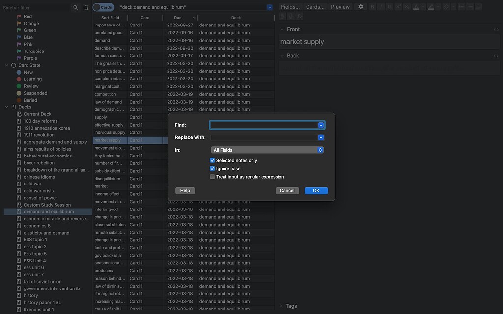 Change text color to all white for every card in the deck using Find and replace - Card Design ...