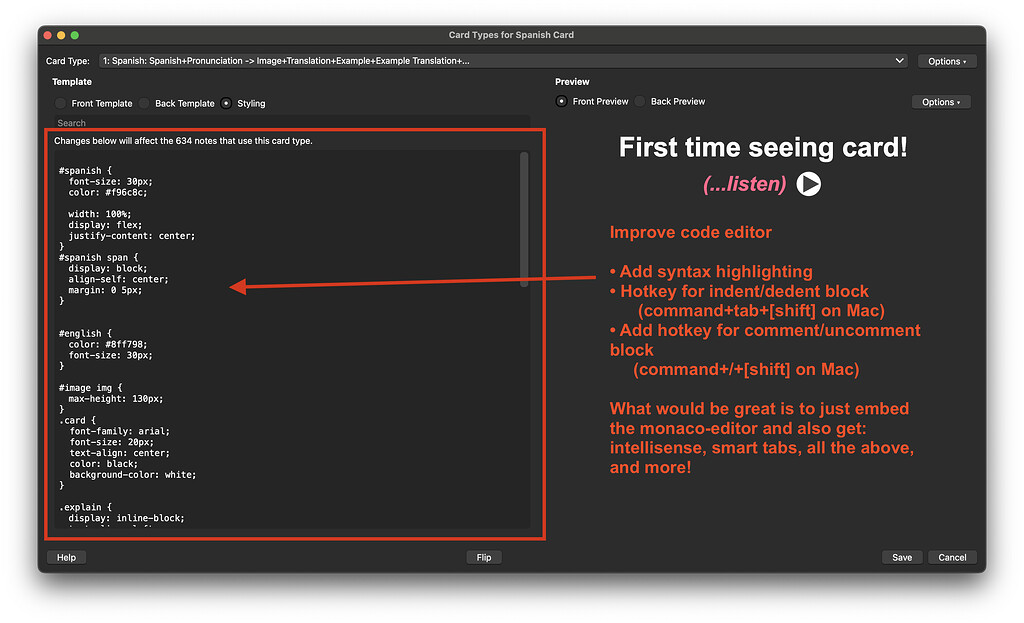 [Feature Request] Improve the code editor - Suggestions - Anki Forums