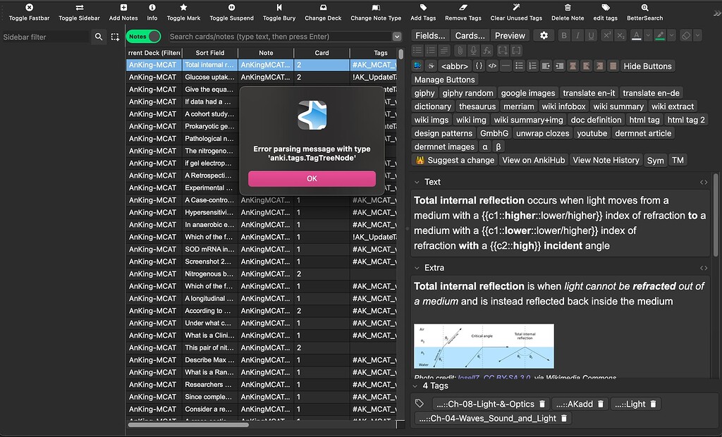 Anki browse isnt working: "Error parsing message with type 'anki.tags.TagTreeNode' - Help - Anki ...