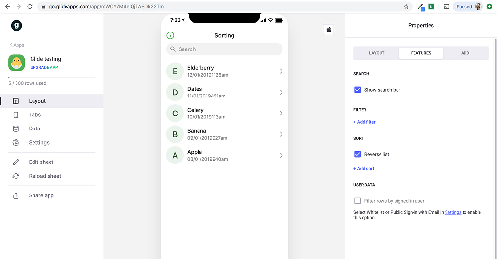 Bug with filtering + sorting list combination - Report a Bug - Glide Community