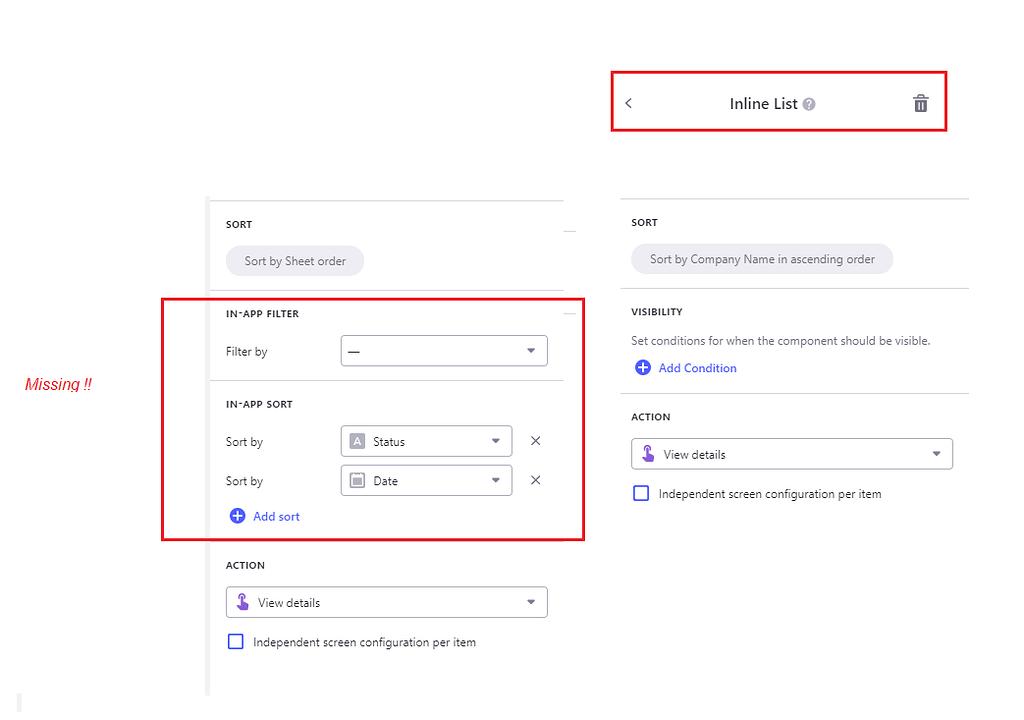 In-App Sort and Filter missing from inline_List component - Ask for ...