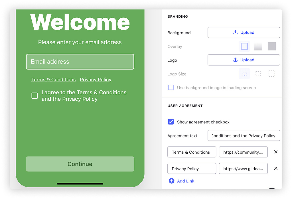 ☑️ User agreement checkbox on sign in screen - Page 2 - General - Glide ...