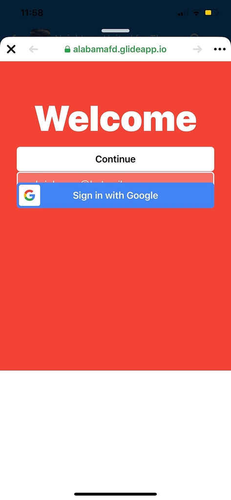 Pin entry field with google button - Report a Bug - Glide Community