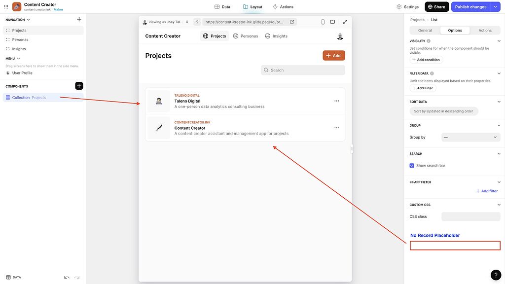 No Record Placeholder Message for Collection Component - Feature Requests - Glide Community