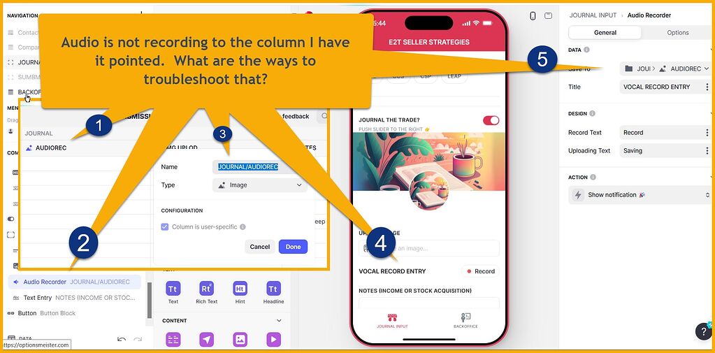 🤔 Audio Recording not populating its column (w/pic) - Ask for Help ... 🤔 Audio Recording not populating its column (w/pic) - Ask for Help ...