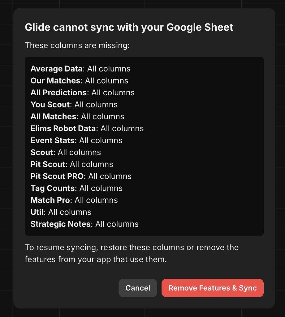 🤖 Data Sync Issue | Robotics Team Scouting App - Ask for Help - Glide ...