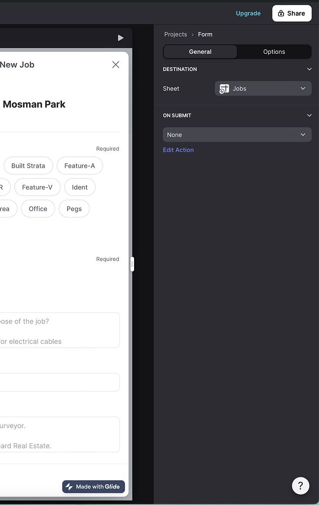 Custom actions titled "none" - Report a Bug - Glide Community