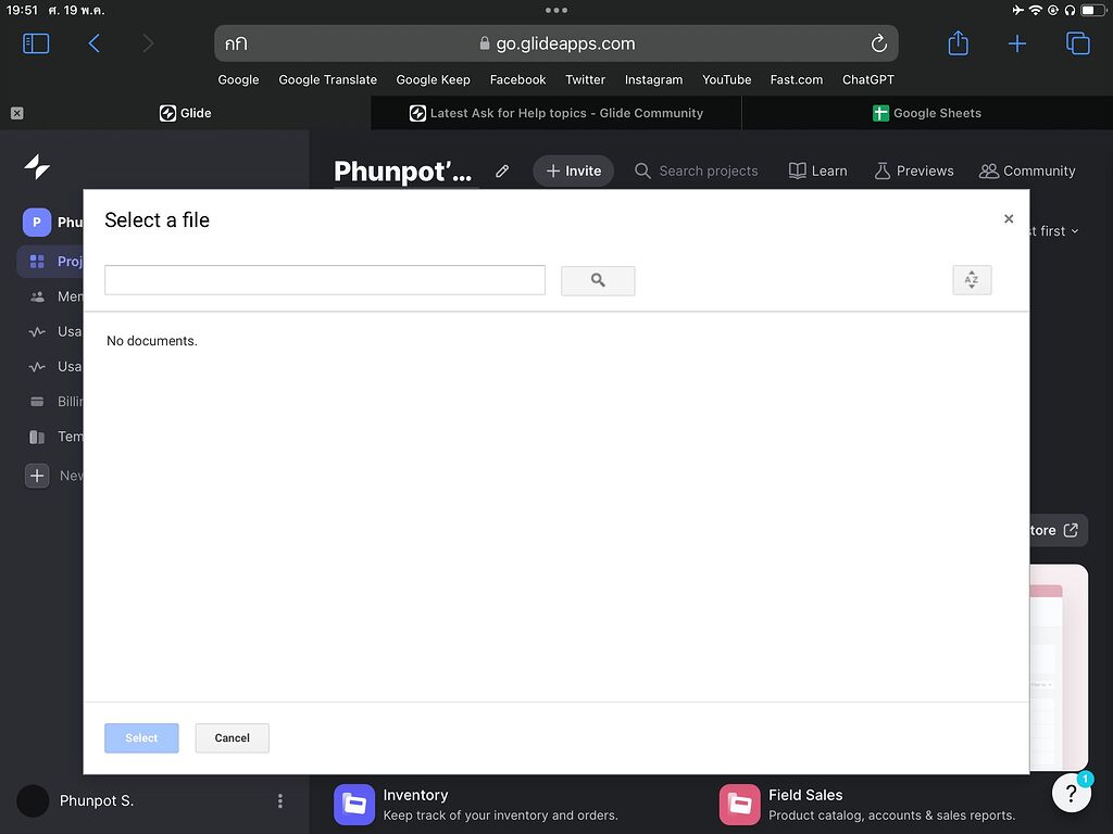 glideapps not visible google sheet i use safari on my ipad - Ask for Help - Glide Community
