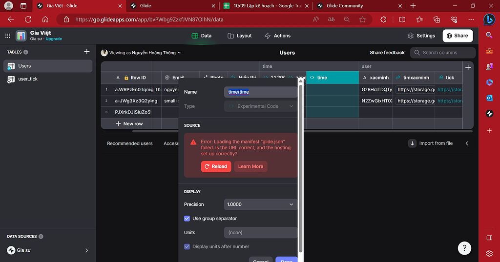 Experimental Error - Report a Bug - Glide Community