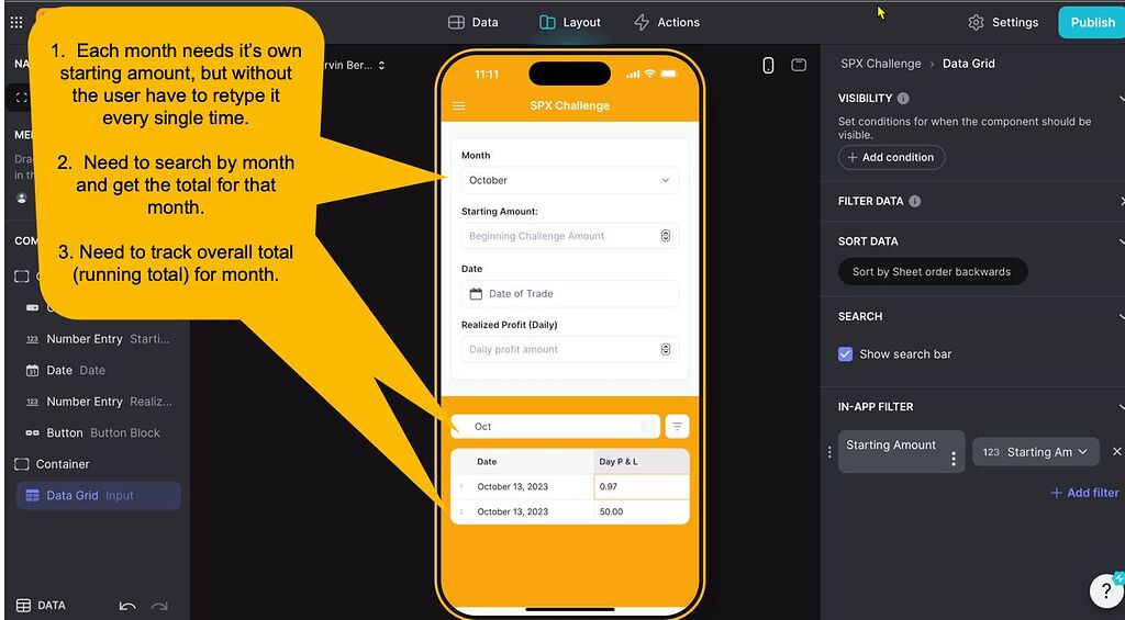 🤔 How to: Sort by month/ keep tally of month amount? (w/pic) - Ask for Help - Glide Community